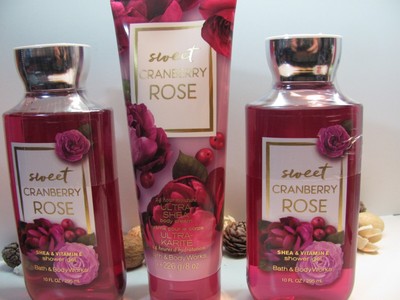 Bath and Body Works 3 ~ Sweet Cranberry Rose ~ Shower Gel & Body Cream ...