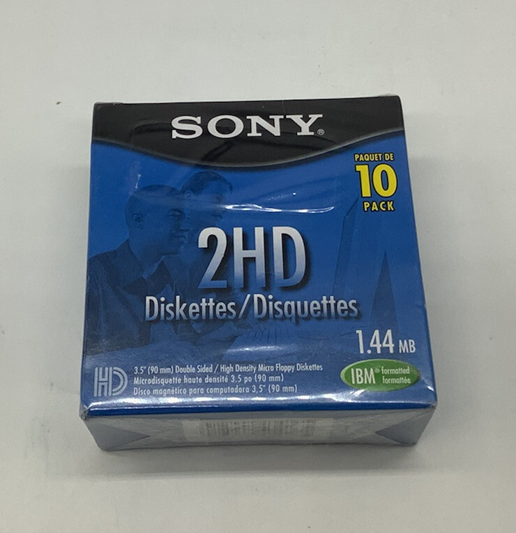 Sony 2HD Floppy Diskettes IBM Formatted 1.44 MB 3.5 Inch 10 Pack New ...