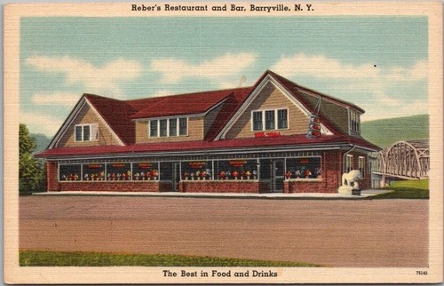 Barryville, New York Postcard REBER'S RESTAURANT AND BAR Roadside Linen ...