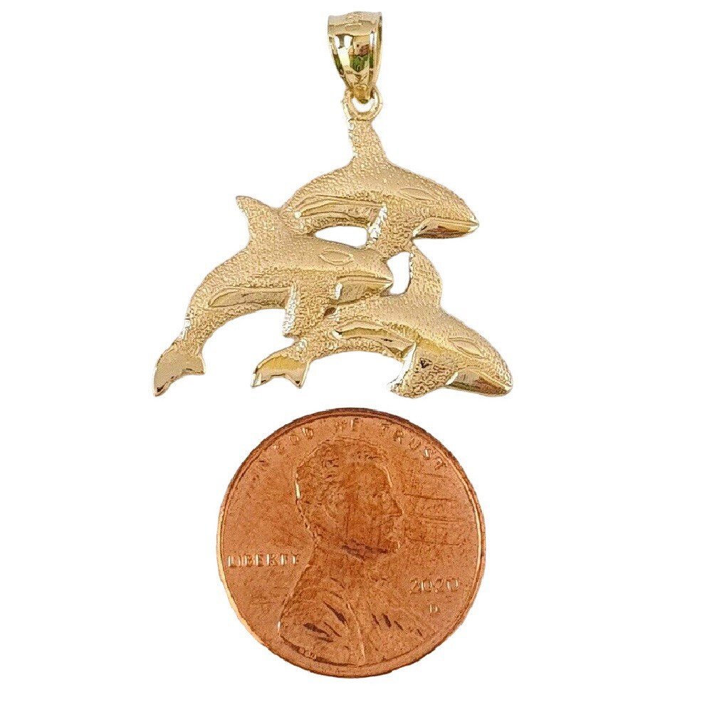 14k Yellow Gold Orca Whale Pendant / Charm, Made in USA | eBay