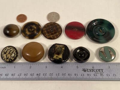 LOT of 10 Large VTG Celluloid Tight Top Buttons Red Silver Art Deco ...