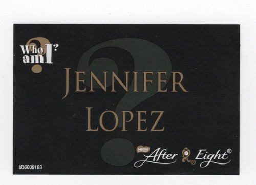 Overseas Trade Card After Eight Card - Jennifer Lopez | eBay