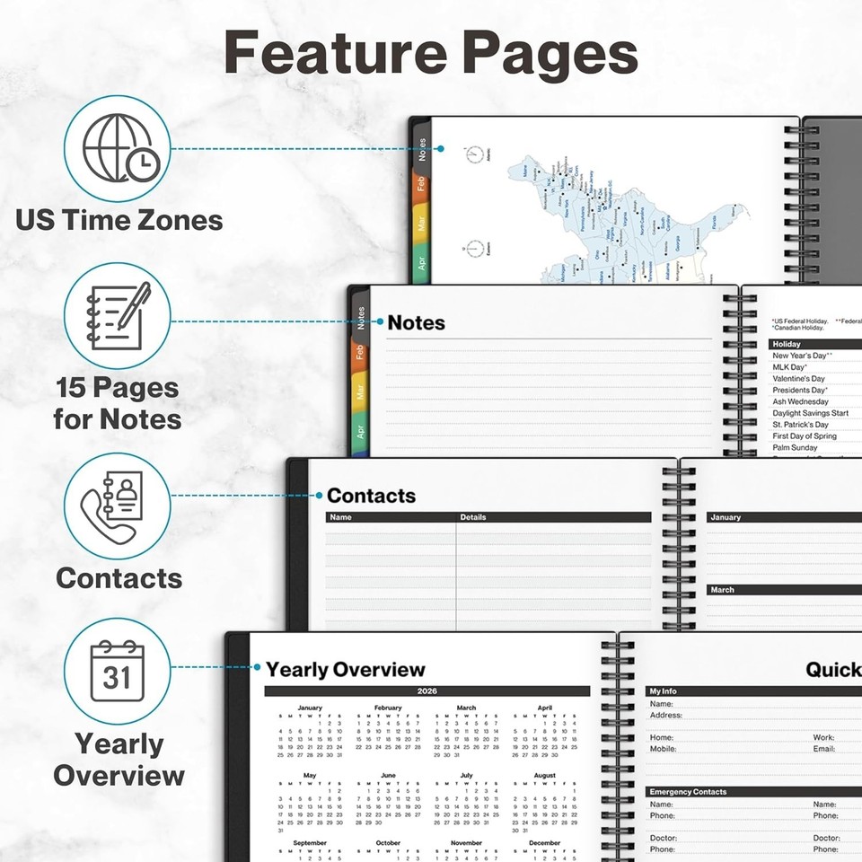 2026 Planner Book 8.5x11, Weekly Monthly Calendar, Jan to Dec, Large ...