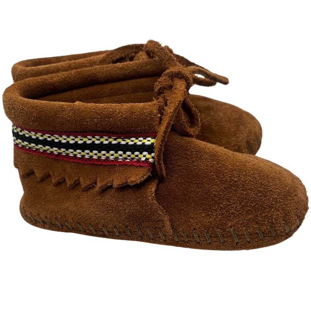 Minnetonka Toddler Size 6 Leather Braid Moccasin Booties Child | eBay