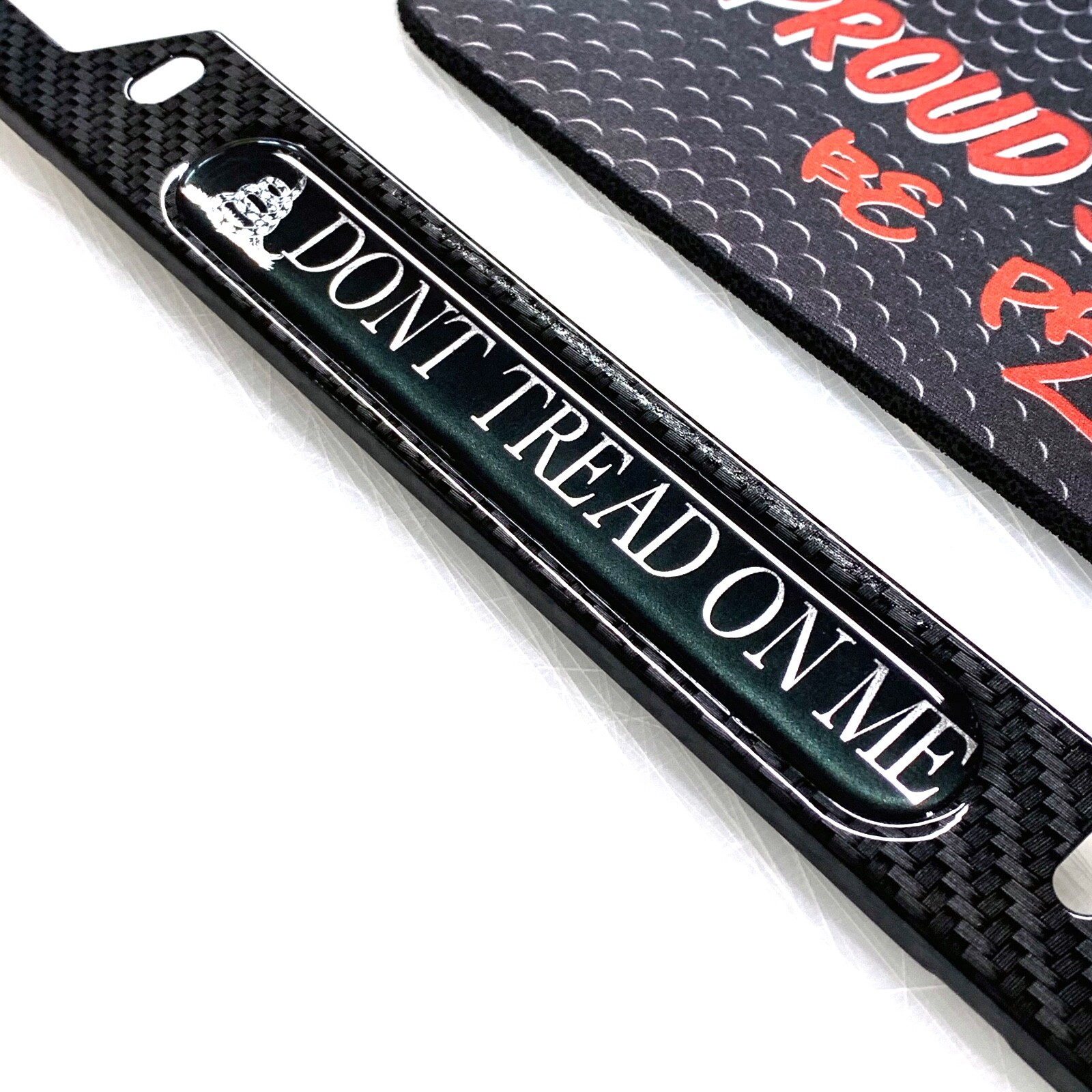 Dont Tread On Me Domed Metallic CARBON License Plate Frame -US Size ...