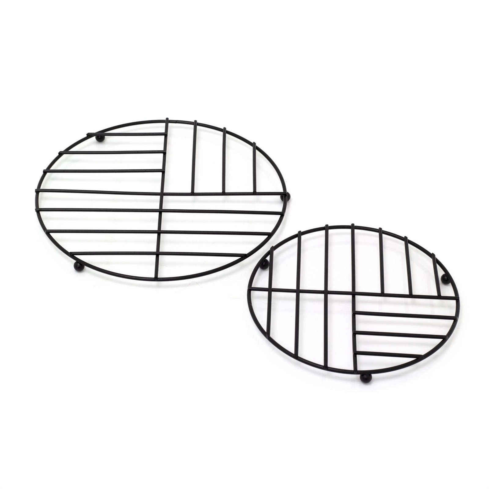 Set Of 2 Black Iron Trivet Stands | 2 Piece Pot And Pan Stand Metal ...