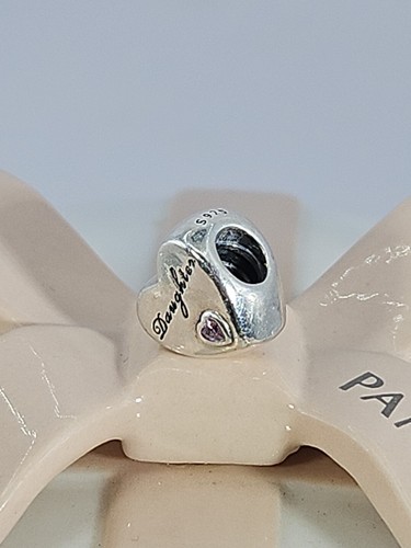 Authentic Pandora Sterling Silver DAUGHTER'S LOVE Pink CZ Charm ...