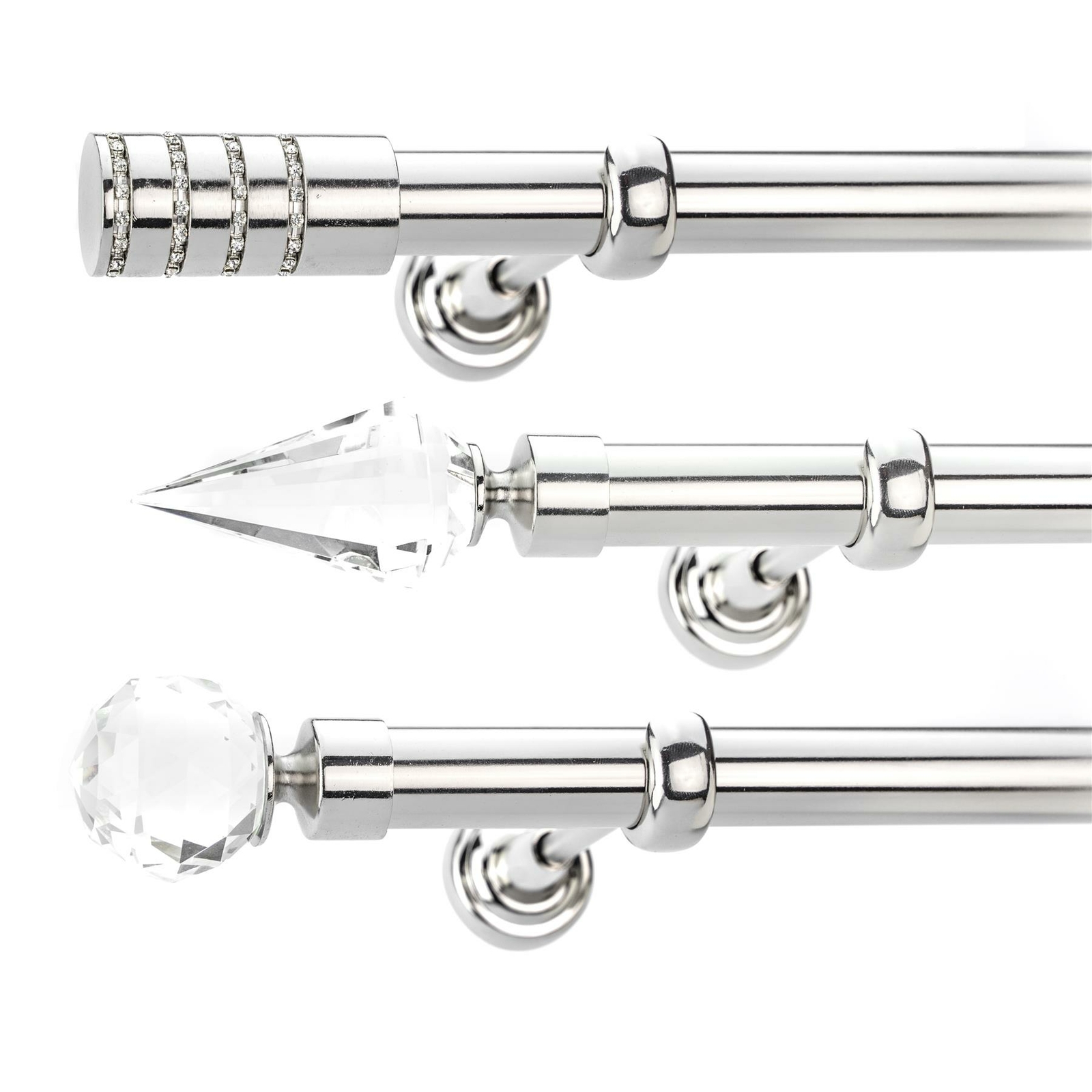 Metal Single Curtain Pole Rail Rod 25mm set , Inox (stainless steel ...