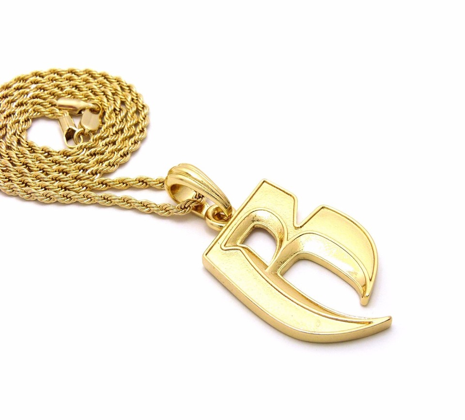 NEW 'R' RUFF RYDERS PENDANT & 24" BOX/CUBAN/ROPE CHAIN HIP HOP NECKLACE ...