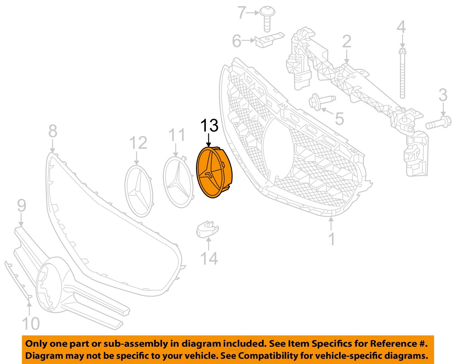 MERCEDES OEM 12-20 AMG GT S Grille Components-Emblem Support 2188880060 ...