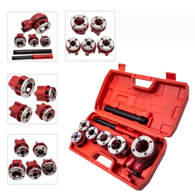Manual Pipe Threader Tool Kit with Ratchet Handle + 6 Dies Set 1/4'' to ...