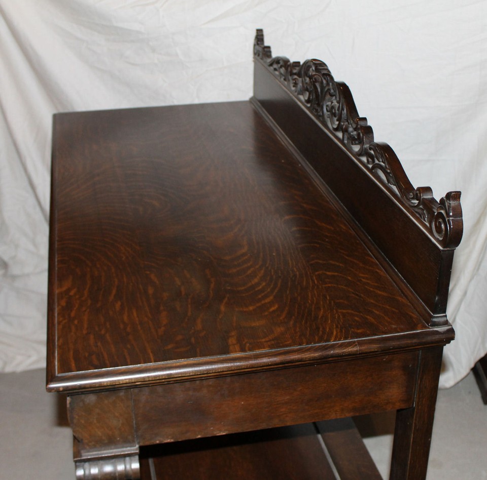 Antique Fancy Oak Server Buffet – highly carved | eBay