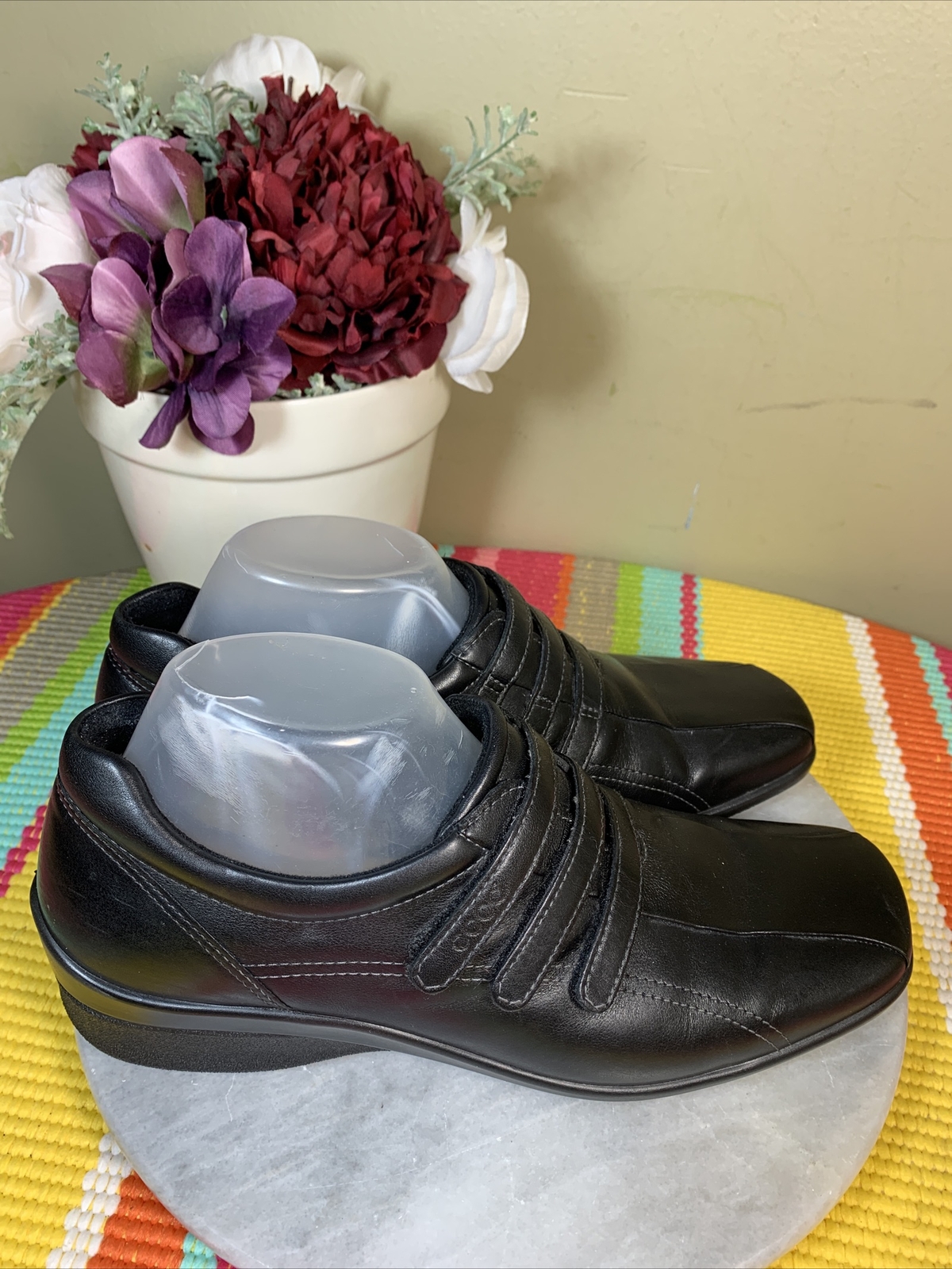 Ecco Light Black Leather Triple Strap Shock Point Com… - Gem