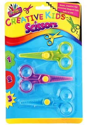 3 NOVELTY CUT SAFETY SCISSORS SET CREATIVE KIDS Art Pinking Zig Zag ...