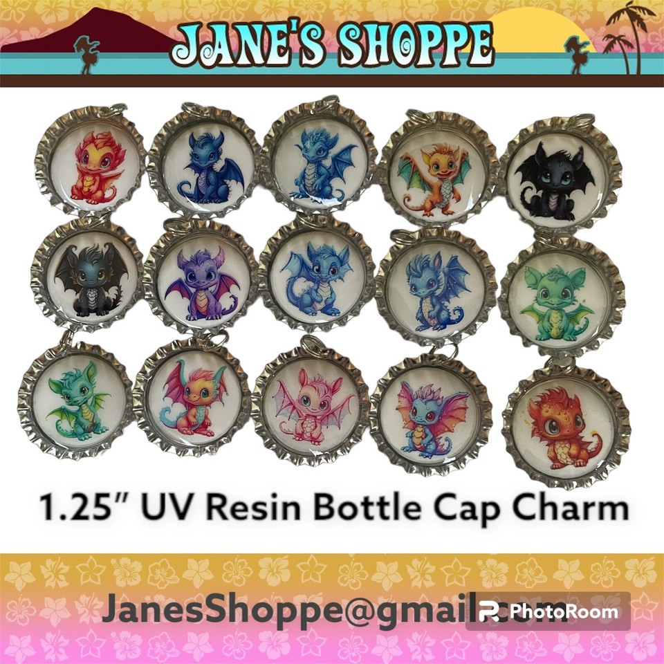 Cute Kawaii Baby Dragon / bottle cap necklace / Stocking Stuffer Party ...
