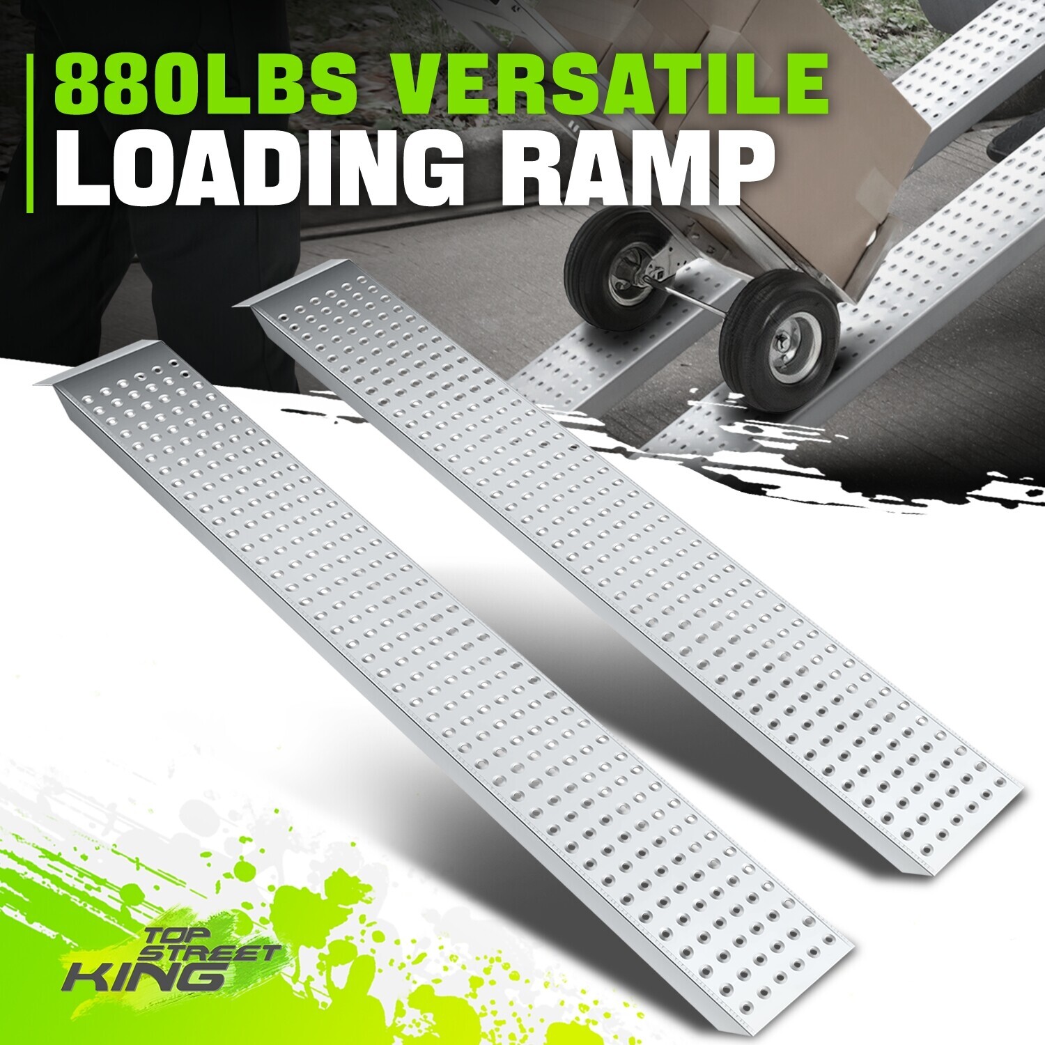 63"L 880 LBs Capacity Pair Versatile Galvanized A3 Steel Loading Ramp ...