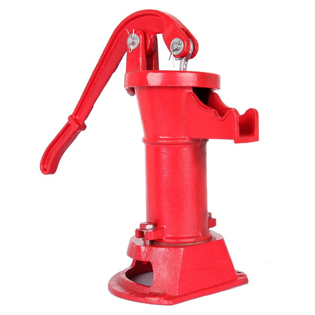 Heavy Duty Cast Iron Well Water Pitcher Hand Pump Red 25 FT Max Lift ...