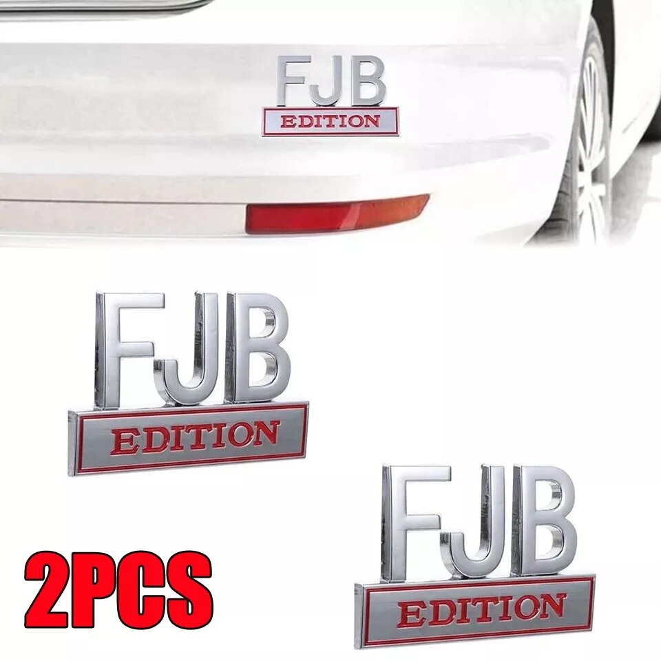 FJB Edition Letter Emblem Sticker Bumper For Badge Truck SUV Silver&Red ...