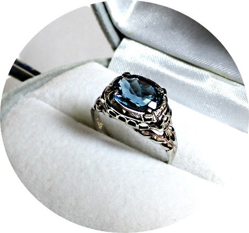 INDICOLITE Tourmaline Ring - Blue/Grn. - 14k White Gold Mtg ...