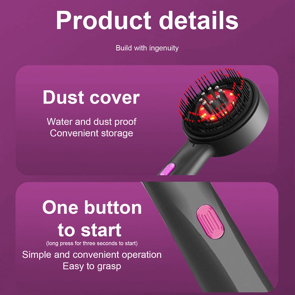 Electric Red Light Hair Brush for Hair Growth Hair Oil Applicator Massager Comb~ | eBay