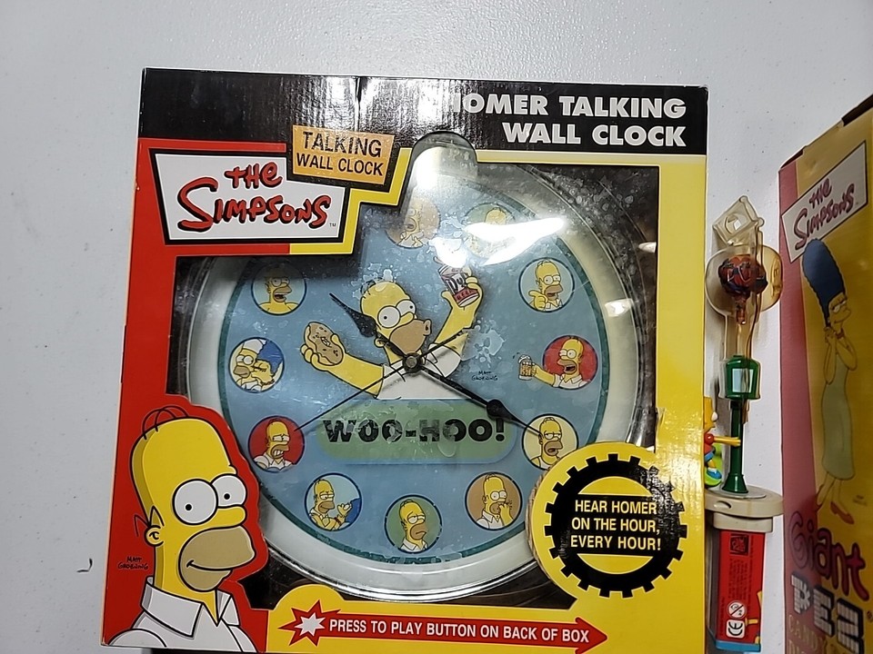 The SIMPSONS Talking Wall Clock Spin Pop Candy Roll Dispenser Lots Of 3 ...