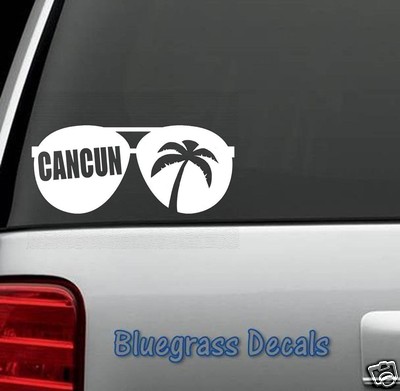 CANCUN VACATION AVIATOR Decal Sticker Car Truck Laptop Mac BEACH SUN ...