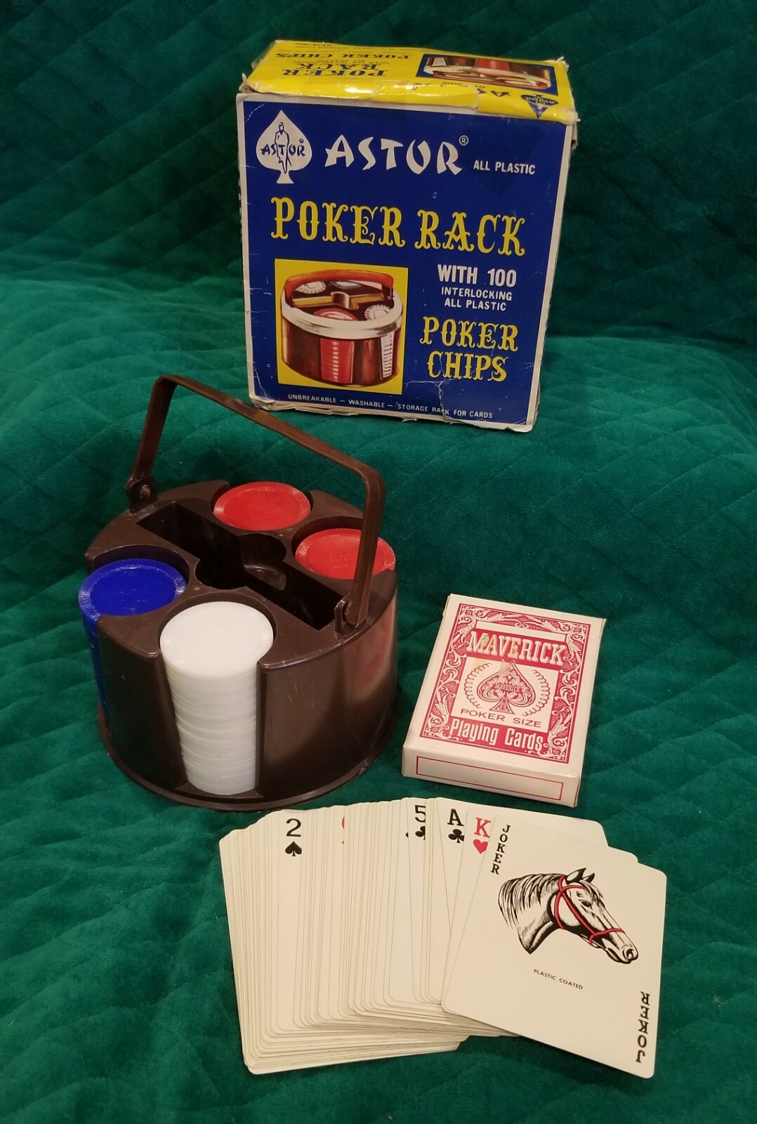 ASTOR POKER RACK 100 CHIPS IN BOX 50's-BRITISH COLONY HONG KONG ...