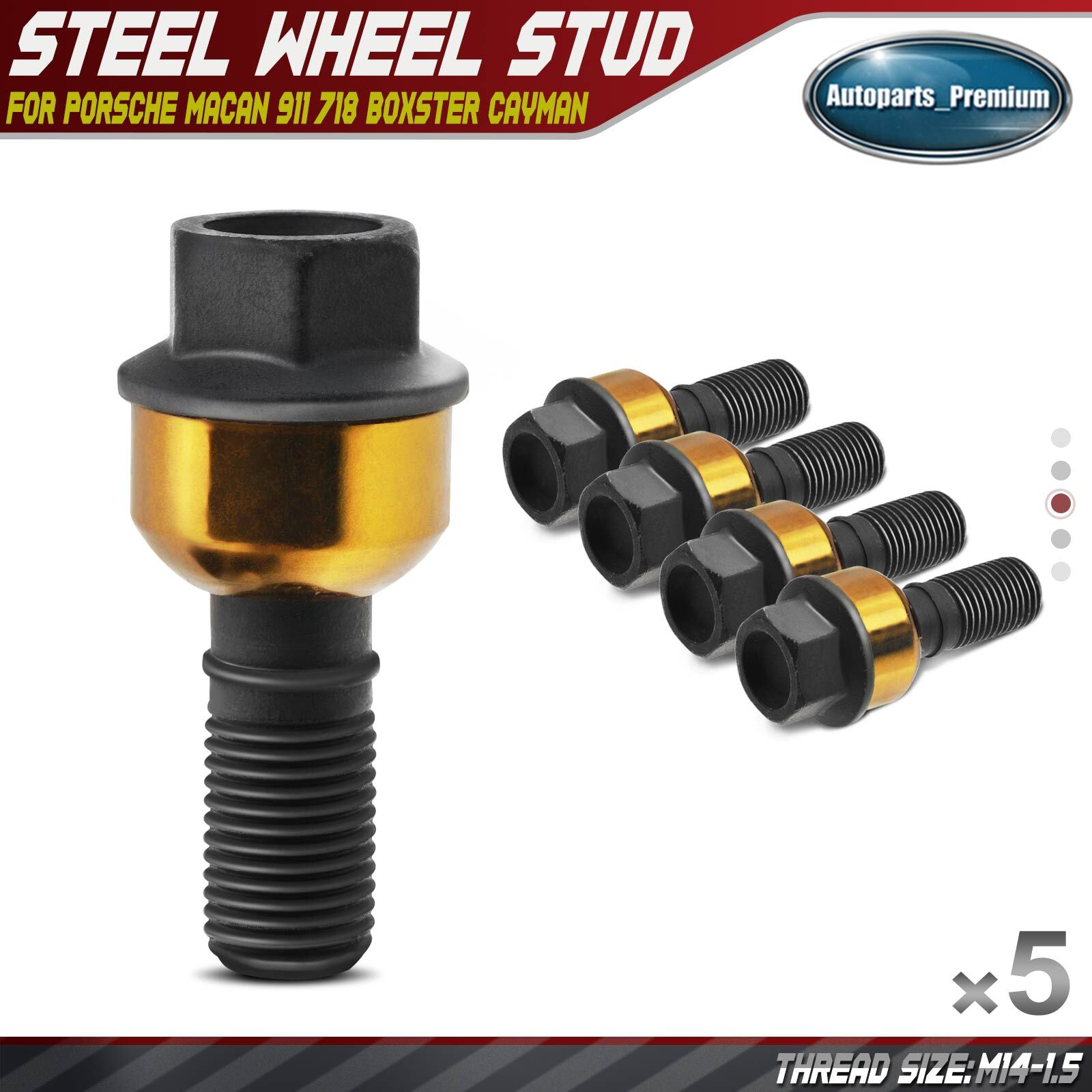 5x M14-1.50 Wheel Stud for Porsche 911 12-21 718 Boxster Cayman Macan ...