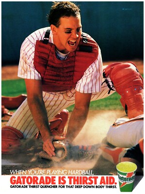 PRINT AD, 1989 Gatorade Is Thirst Aid Playing Hardball 80's Baseball ...