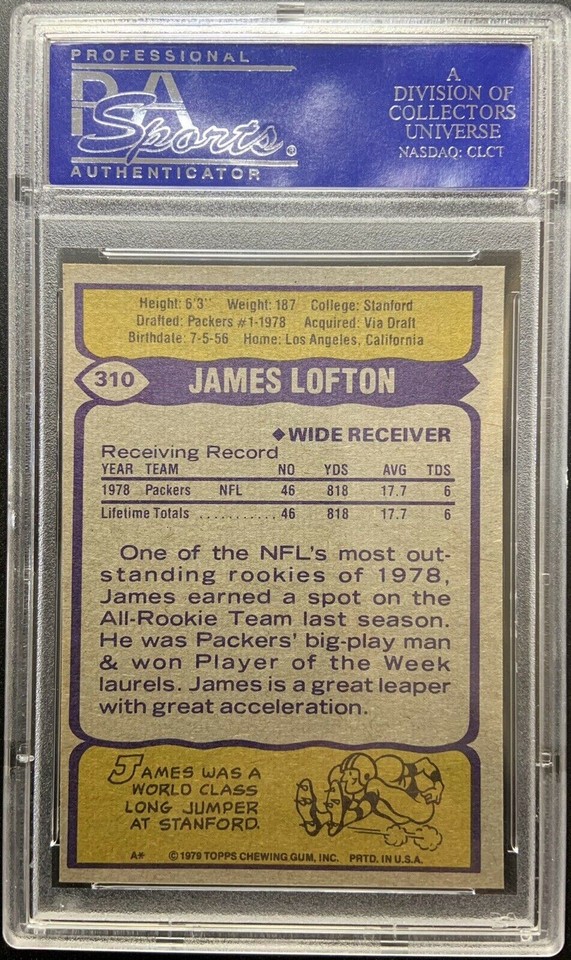1979 Topps #310 James Lofton RC Rookie PSA 9 Mint Football HOF Green ...