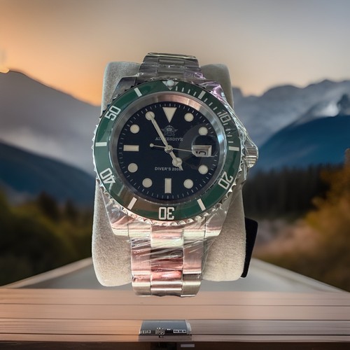 ADDIESDIVE MY-H3 Quartz Diver Watch 41mm Green Bezel 200M WR Japan ...