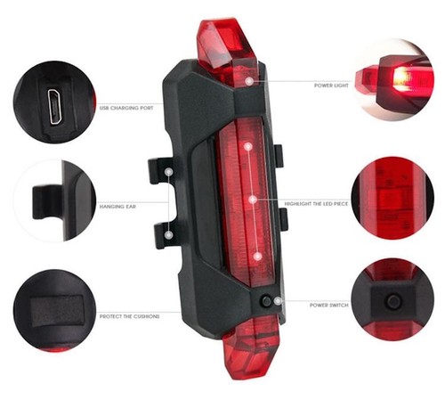 RECHARGEABLE LED FRAME Waterproof Flashing Modes Bike Bicycle Tail ...