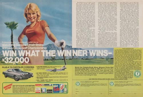 1975 Colgate - Pro Lady Golfer Laura Baugh - Chrysler Cordoba - 2 Page ...