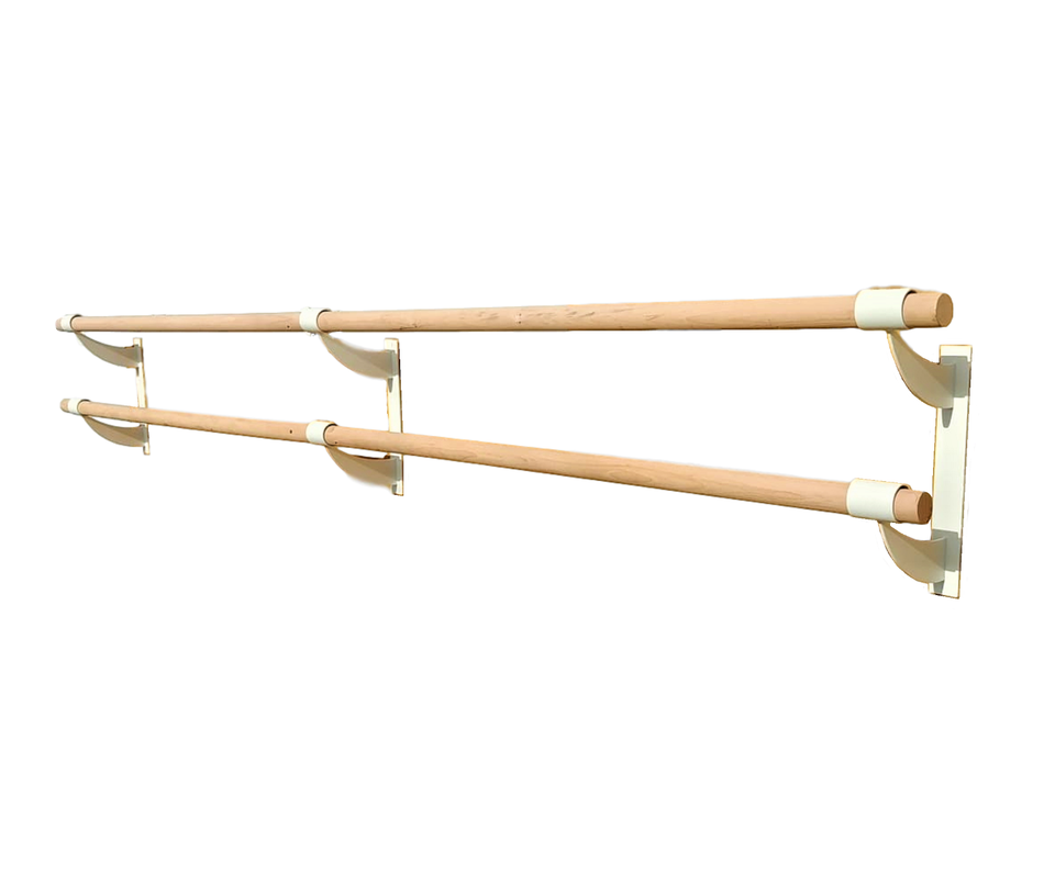 Ballet Bar Double 2" Wood Fixed Height Wall Mounted Barre System 3' Ft ...