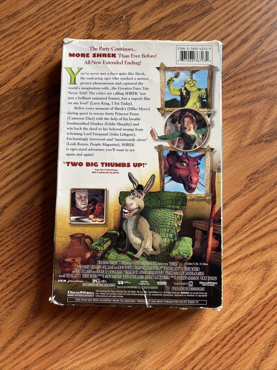 Shrek Vhs 2001 Ebay