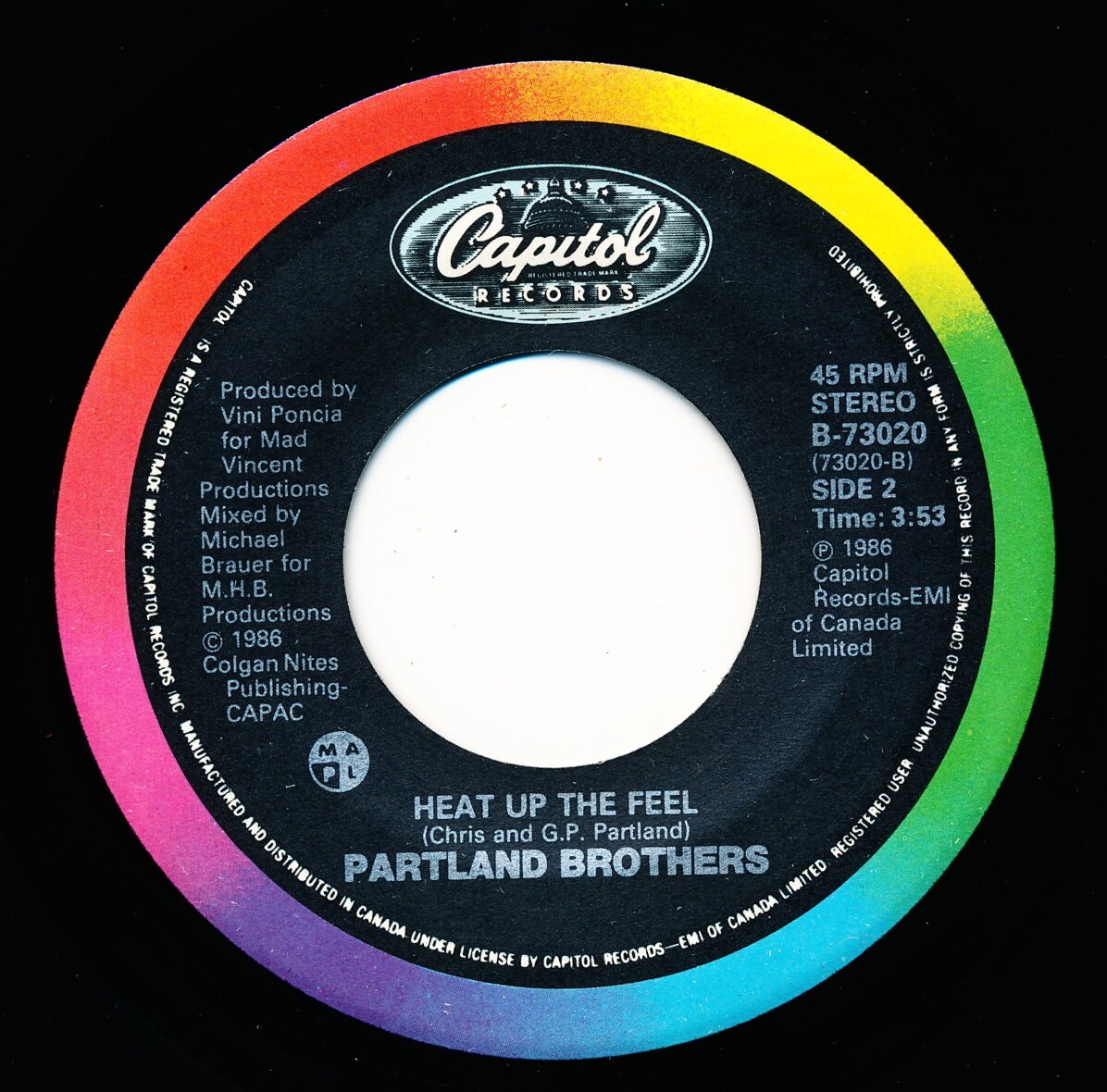 PARTLAND BROTHERS - ELECTRIC HONEY / HEAT UP THE FEEL - B-73020 - 45 ...