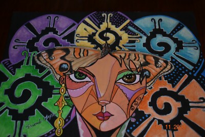 RICARDO MAYA PAINTING ABSTRACT MODERNIST WOMAN PORTRAIT CUBISM CUBIST ...