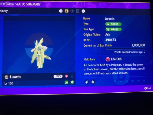 Pokemon Scarlet And Violet Shiny Lurantis 6IV Battle Ready Fast ...