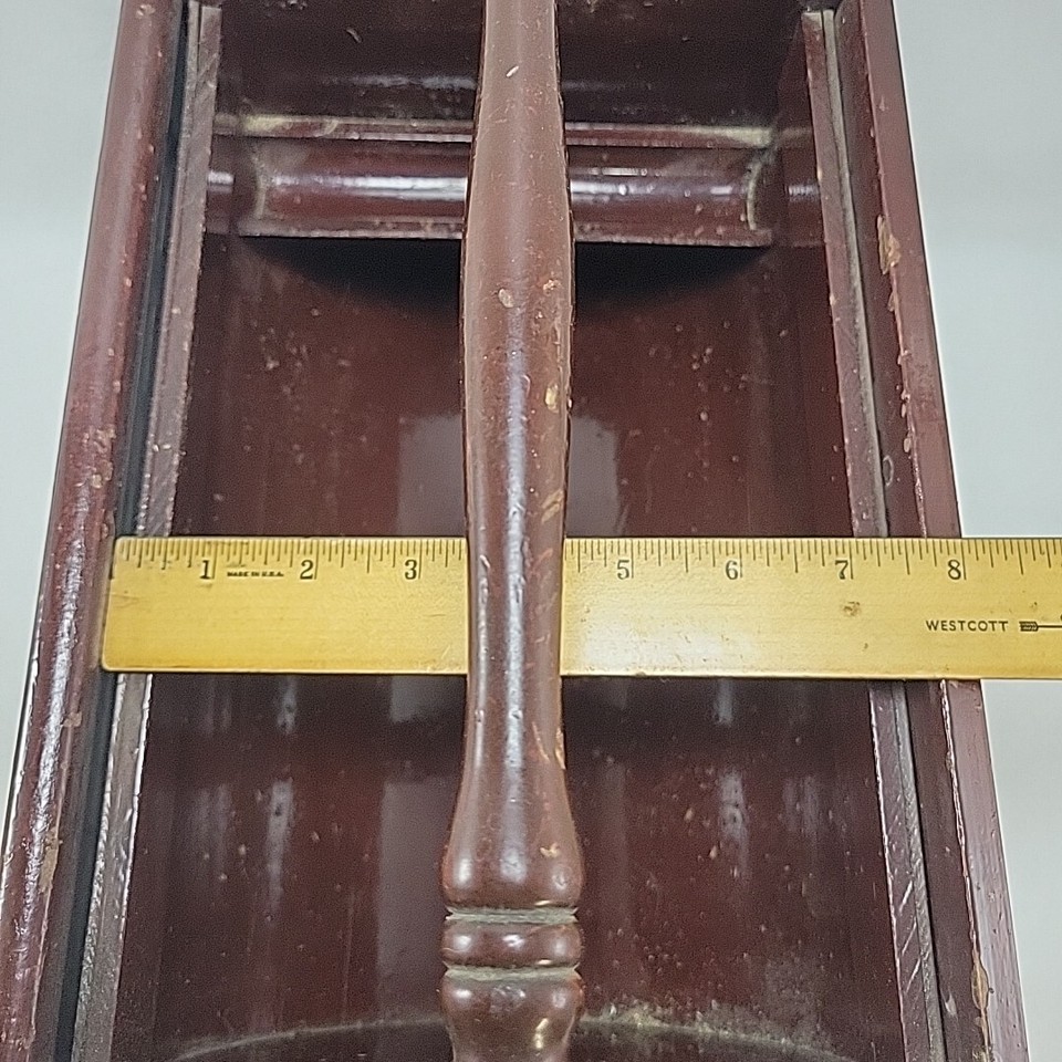 Vintage Wood Sewing Box Basket with Double Flip Top Doors Lid Carrying ...