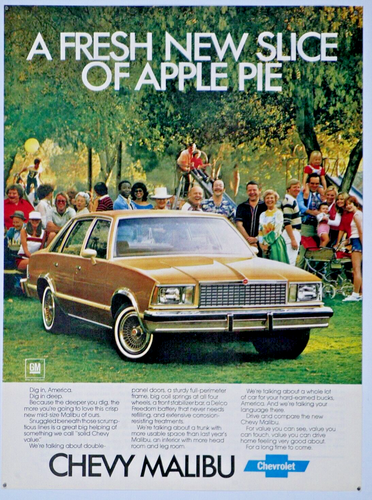 1978 Chevrolet Malibu Vintage Fresh Slice Of Apple Pie Original Print Ad 8.5x11" | eBay