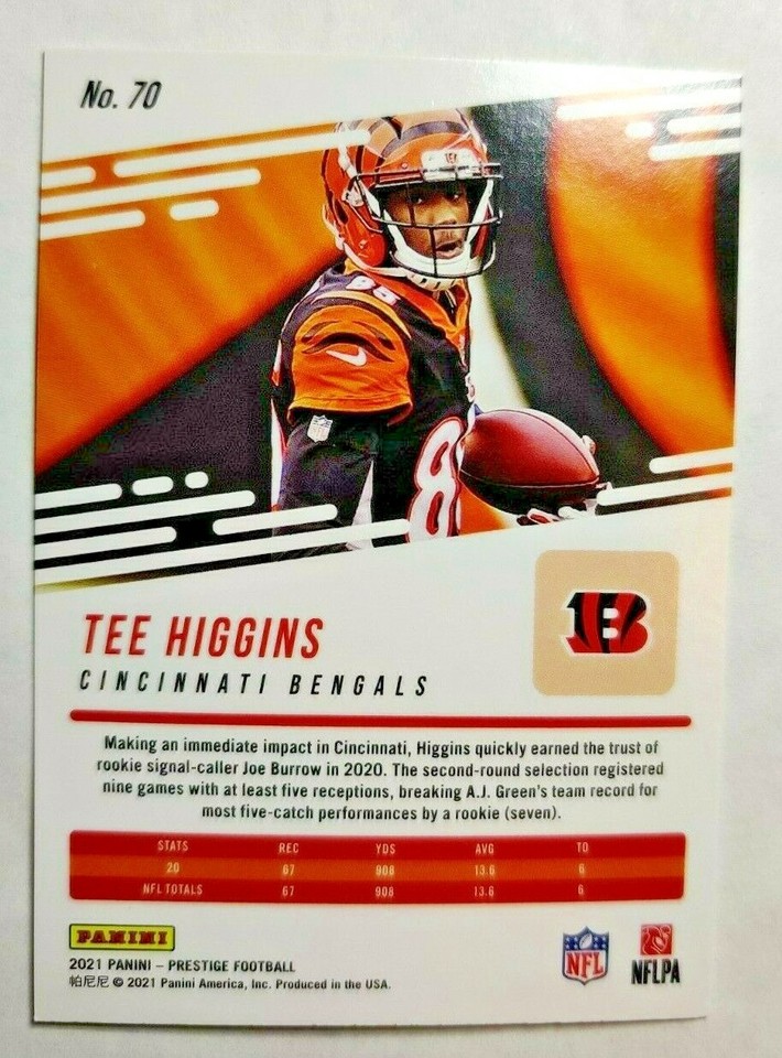 2021 Prestige #70 Tee Higgins Cincinnati Bengals football card | eBay