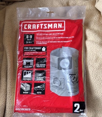 2 Packs Craftsman Shop Vac Filters Dry Cloth Bags ~ New (6 Filters ...