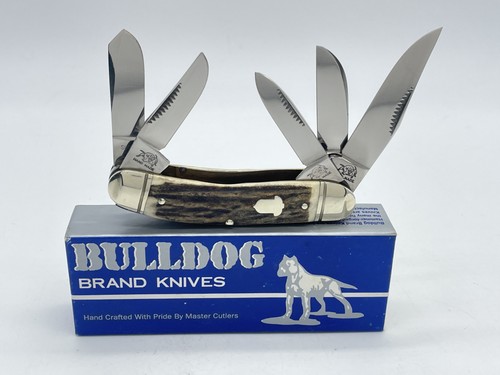 BULLDOG BRAND Genuine Stag Sowbelly 6-blade Stockman w/ OMP Box | eBay