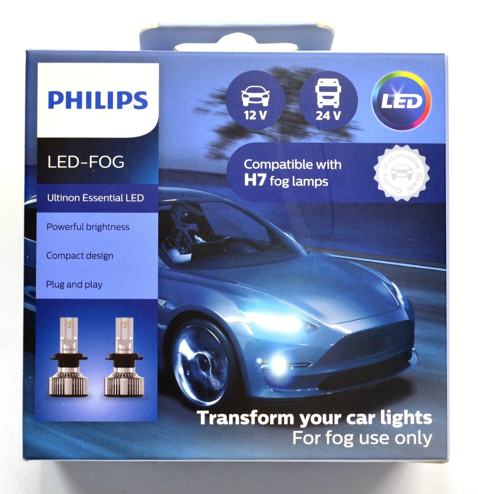 Philips H7 LED Ultinon Essential Car Headlight Bulbs 6500k White ...