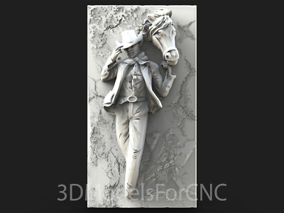 3D Model STL File for CNC Router Laser & 3D Printer Cowboy and Horse | eBay