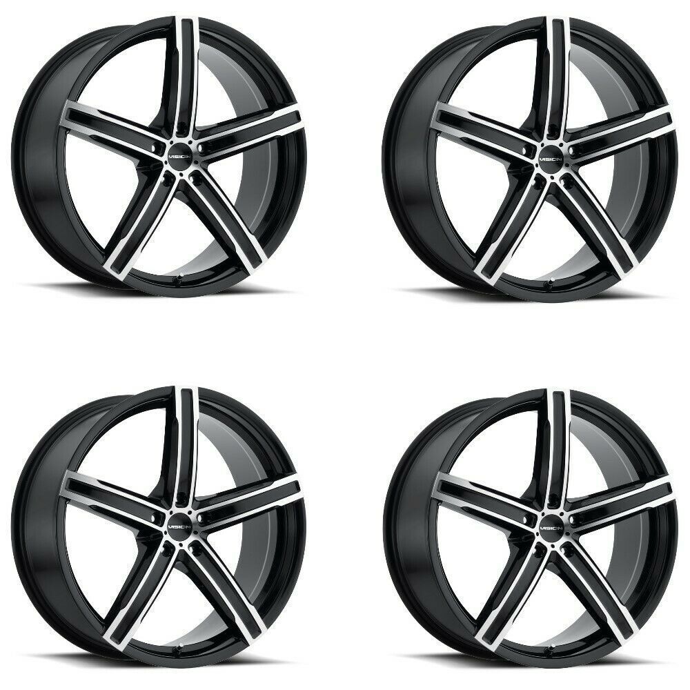 Set 4 16" Vision Street 469 Boost Gloss Black Machined Face 16x7 5x4.5 Rims 38mm | eBay