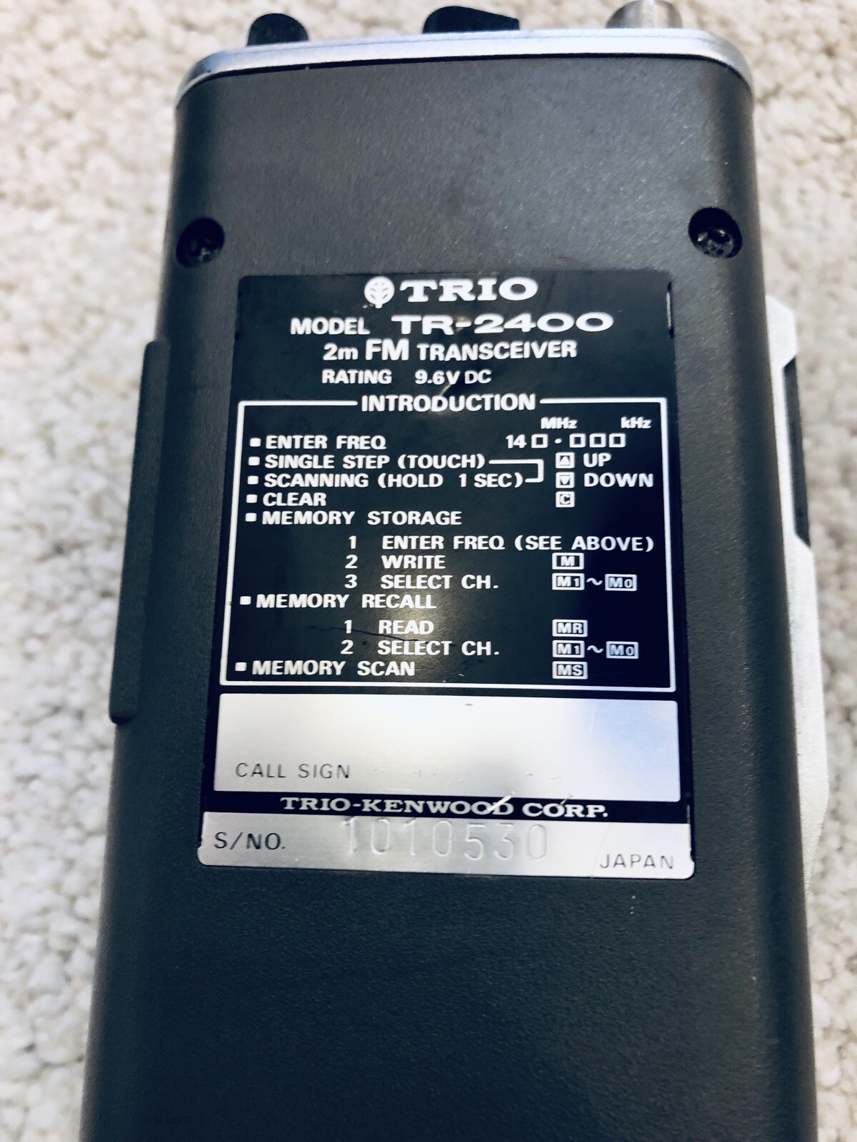 Museum Display Prop Kenwood trio tr-2400 handheld transceiver For Parts ...