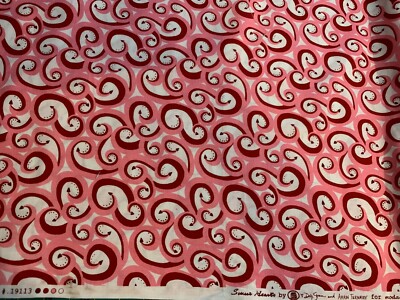 Sweethearts by Moda hearts pink red swirl Valentine fabric~ ~By The ...