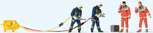 Preiser 10625 HO Scale Firemen Rescue -- 4 Figures w/Shears & Spreaders ...