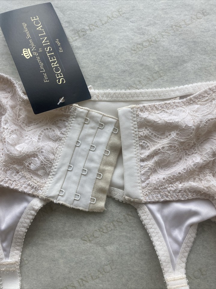 Small Ivory Intrigue 6 Strap Garter Belt Metal Garter Grips by Secrets ...